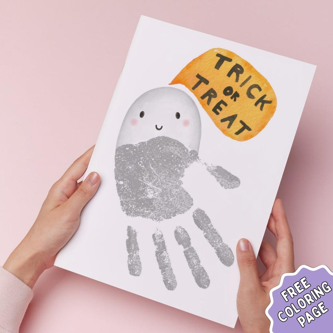 Halloween Handprint for Kids, Friendly Ghost Handprint Craft, Cute ...