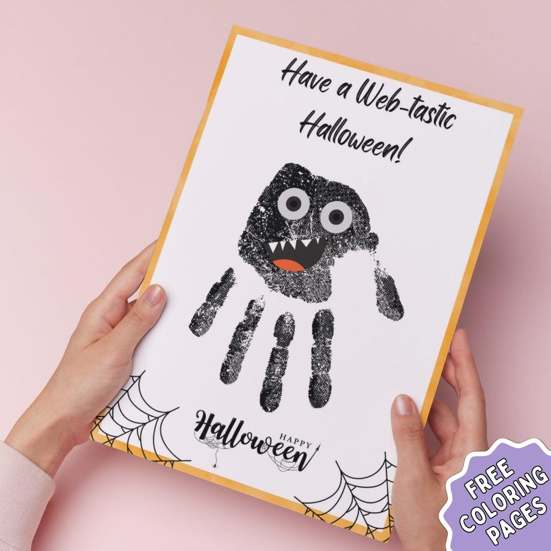 Halloween Spider Handprint Art Printable, Art, Handprint Craft for ...