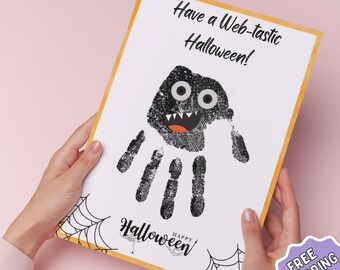 Halloween Spider Handprint Craft Template - Handprint Art Kit for Kids ...