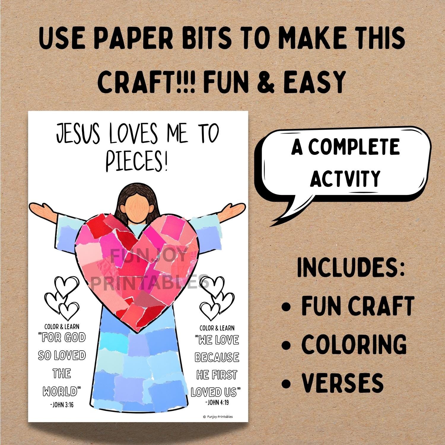 Jesus Loves Me, Bible Craft Printable, Kids' Activity (PDF Download) - Etsy