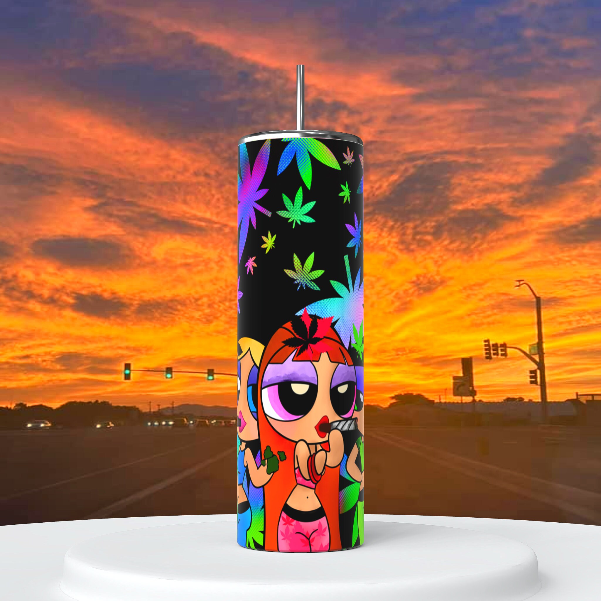 Nolstagic Stoner Powerpuff Girls 20oz Tumbler Double Insulated Icy Cold Up To 24 Hrs Baddie