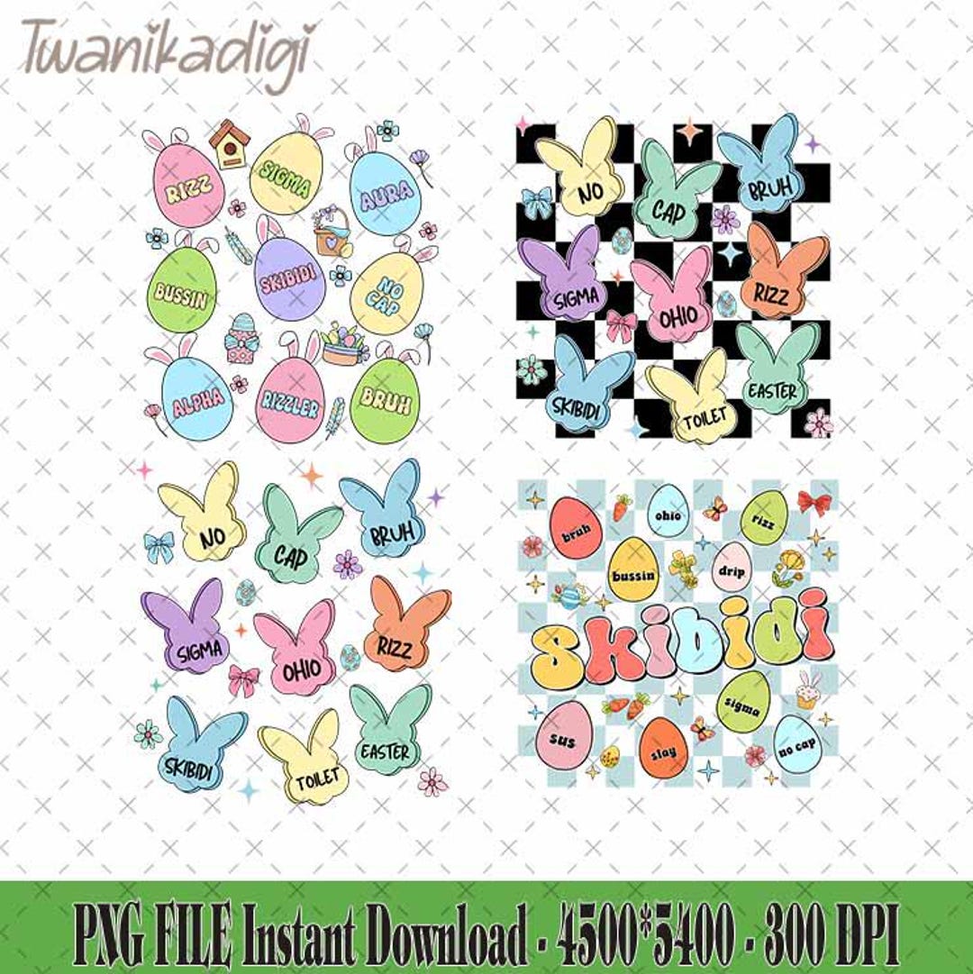Skibidi Easter Rizzles Png, Gen Alpha Slang Easter Png, Easter Eggs Png ...