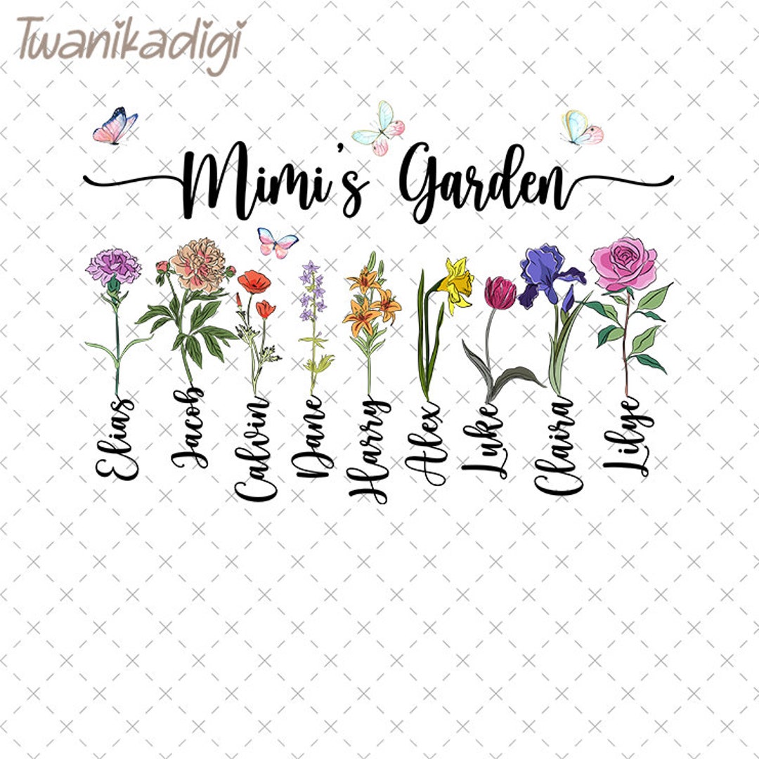Custom Mimi's Garden Png, Personalized Mimi With Kids Names Png, Custom ...