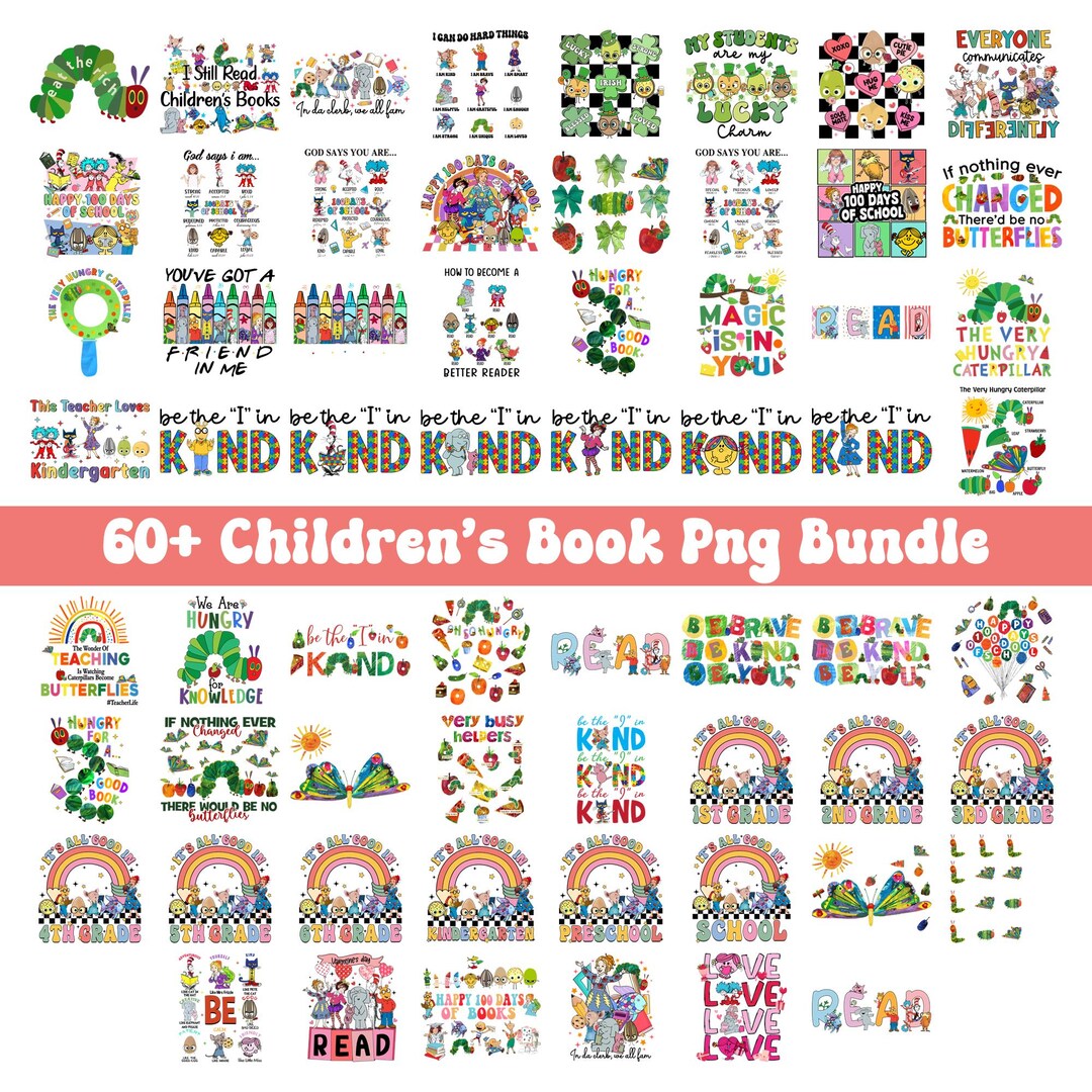 Children's Book Png Bundle, Read Children's Books PNG, Teacher Library ...