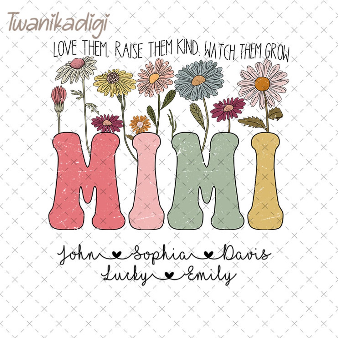 Wildflowers Mimi Png, Floral Mimi Png, Personalized Mimi With Kids ...