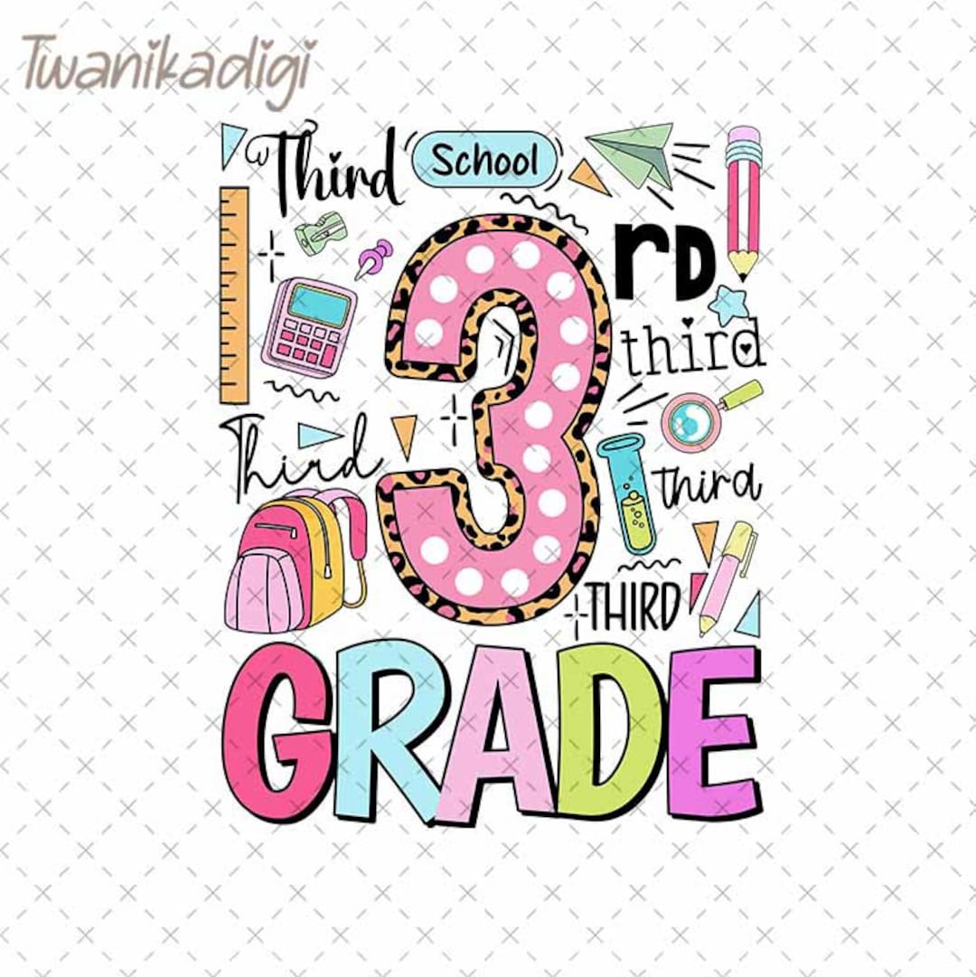 Typography 3rd Grade Png, 3rd Grade Teacher Png, Third Grade Png, 3rd ...