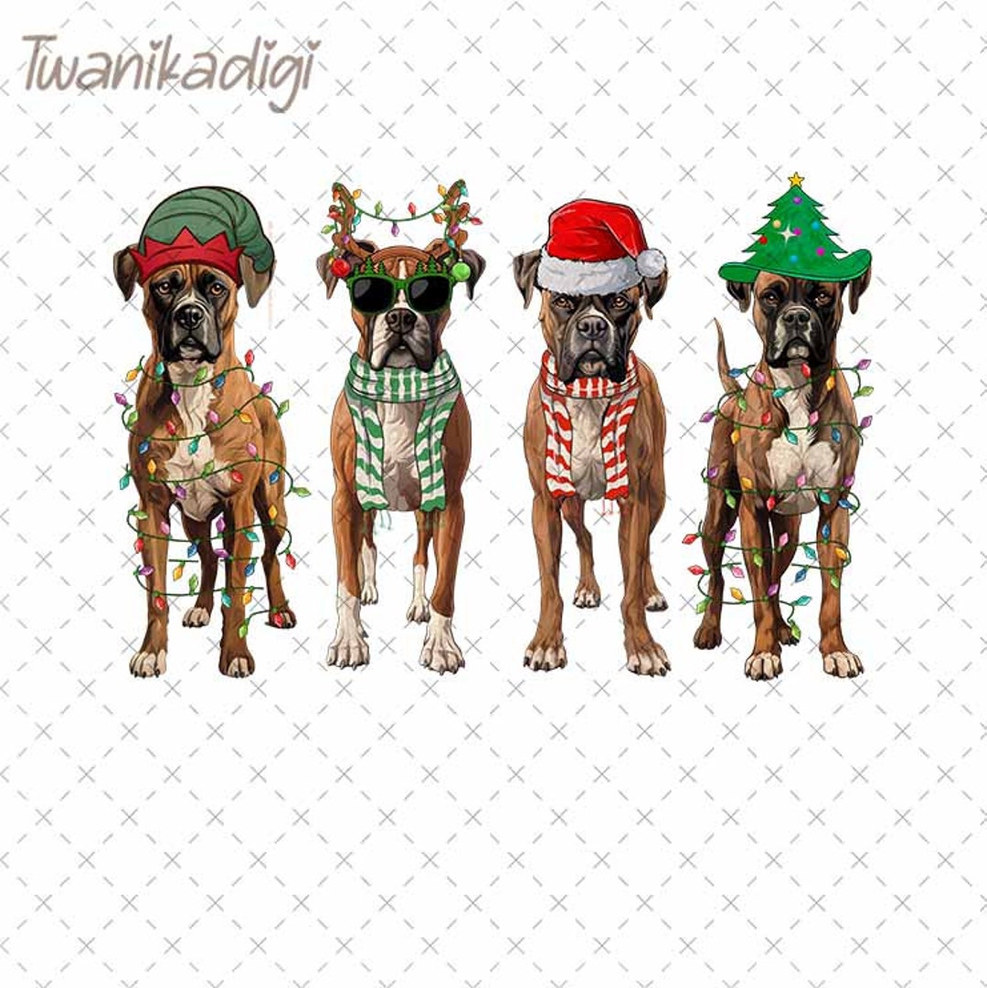 Boxer Christmas Png, Boxer Christmas Lights Png, Boxer Mom Png, Boxer ...