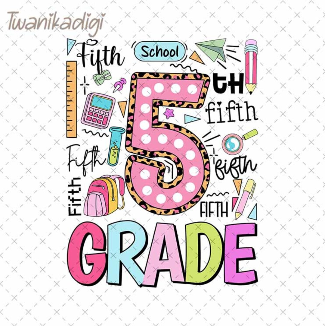 Typography 5th Grade Png, 5th Grade Teacher Png, Fifth Grade Png, 5th ...