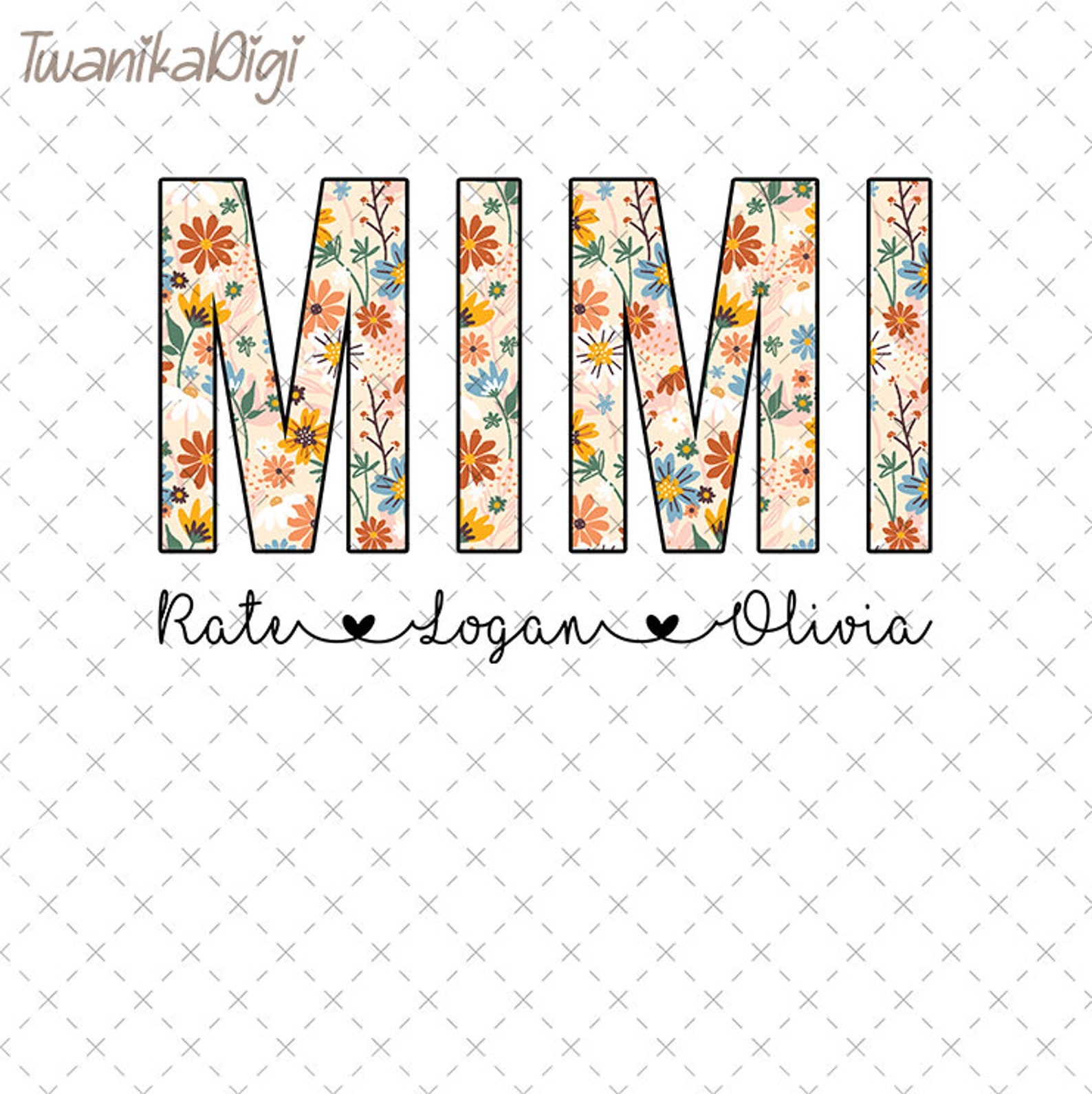 Floral Mimi Png, Personalized Mimi With Kids Names Png, Custom Mimi Png ...