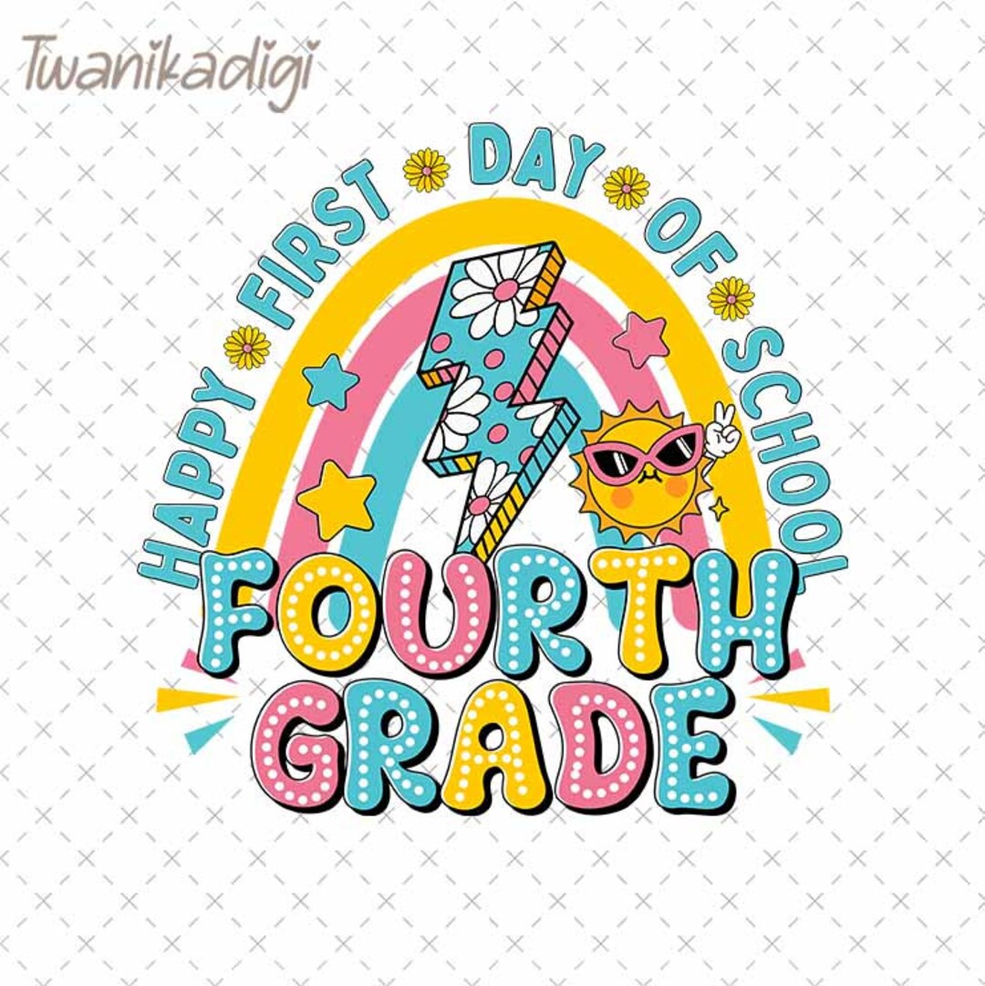 Rainbow Fourth Grade Png, 4th Grade Teacher Png, Hello Fourth Grade Png ...