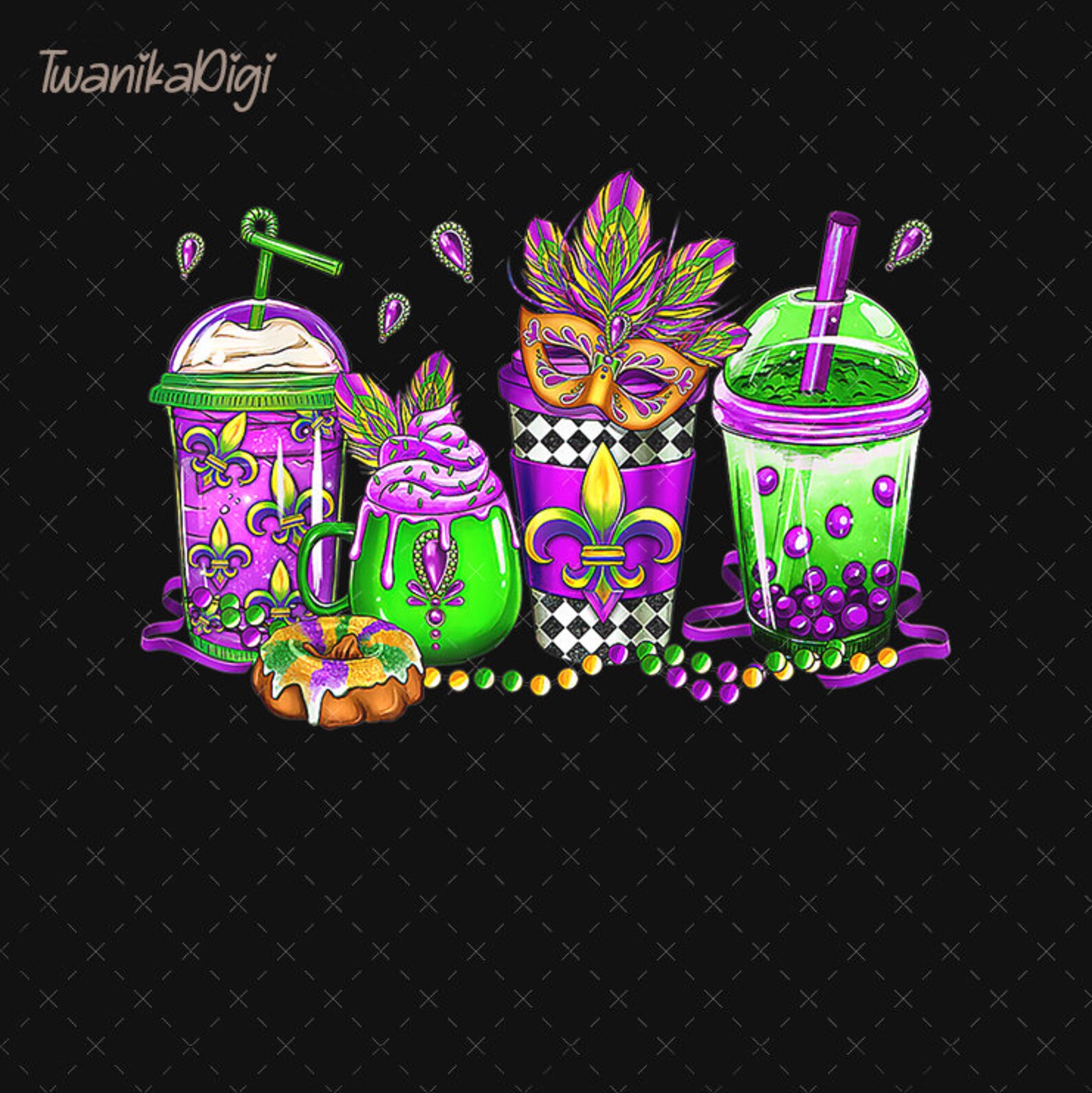 Mardi Gras Coffee Png, Coffee Cups Png, Coffee Lover, Mardi Gras ...