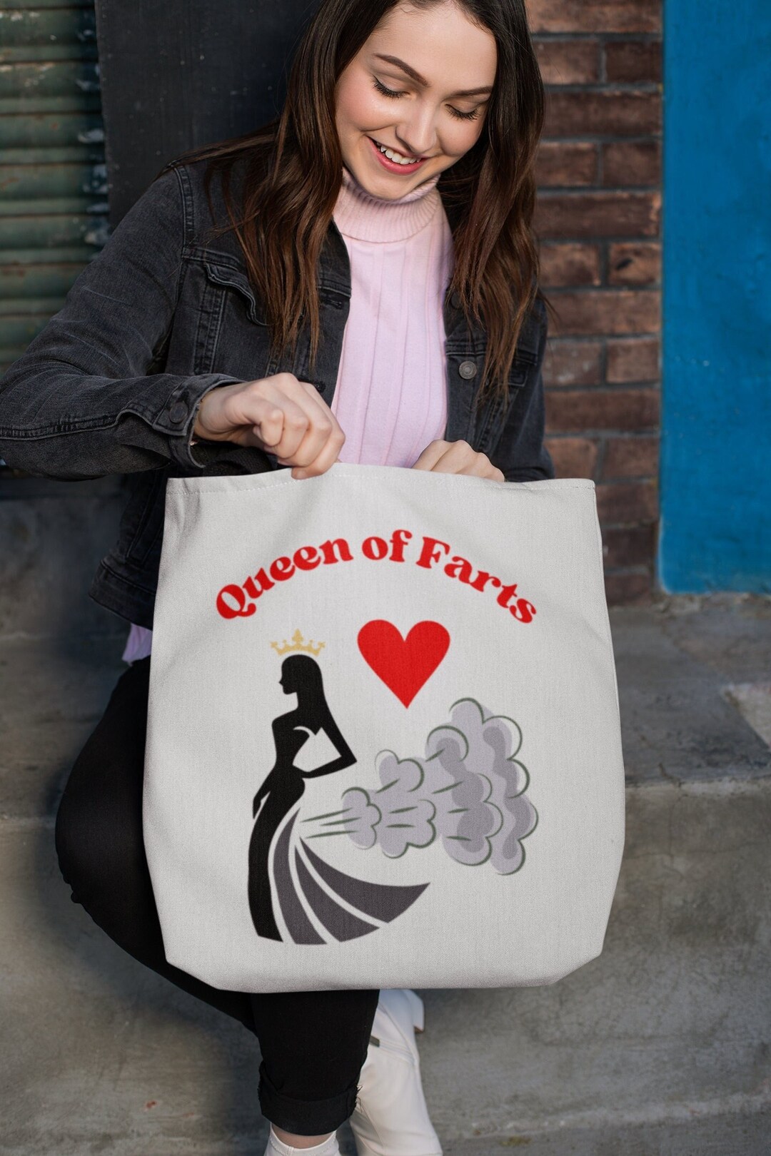 Queen of Farts Tote Bag Funny Reusable Shopping Bag Humorous Gift for ...