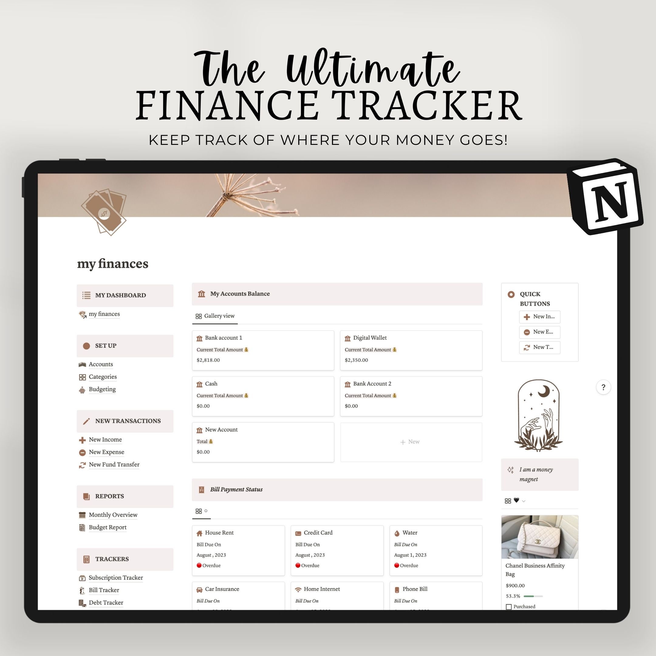 Finance Tracker Notion Template, Budget Tracker Notion, Income and Expense Tracker, Debt Tracker ...
