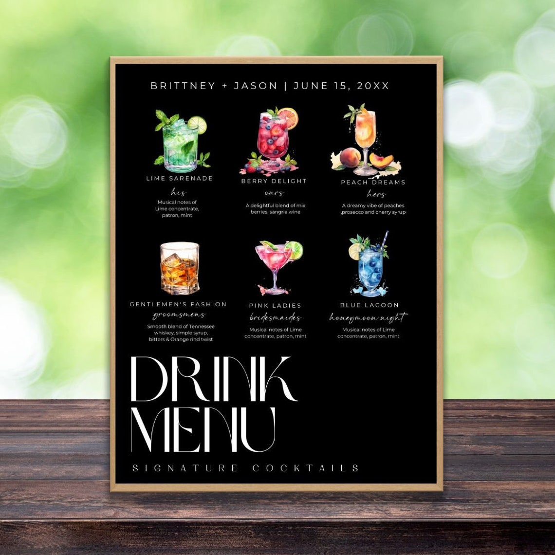 Signature Drink Sign Bar Menu Template Minimalist Printable - Etsy