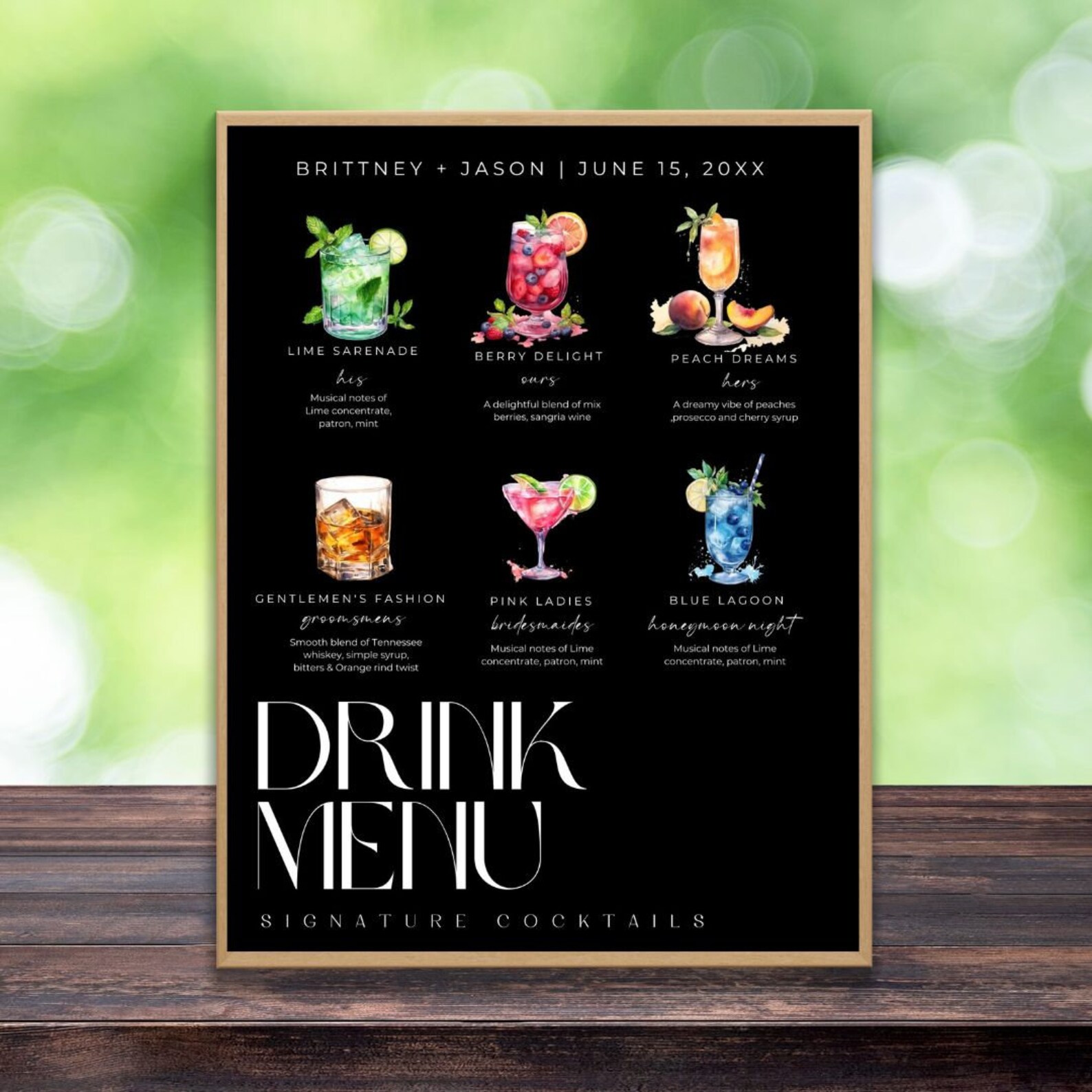 Signature Drink Sign Bar Menu Template Minimalist Printable - Etsy