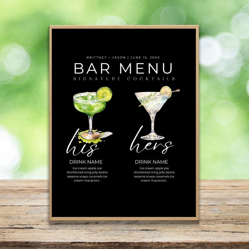 Signature Drink Sign Bar Menu Template Minimalist Printable - Etsy