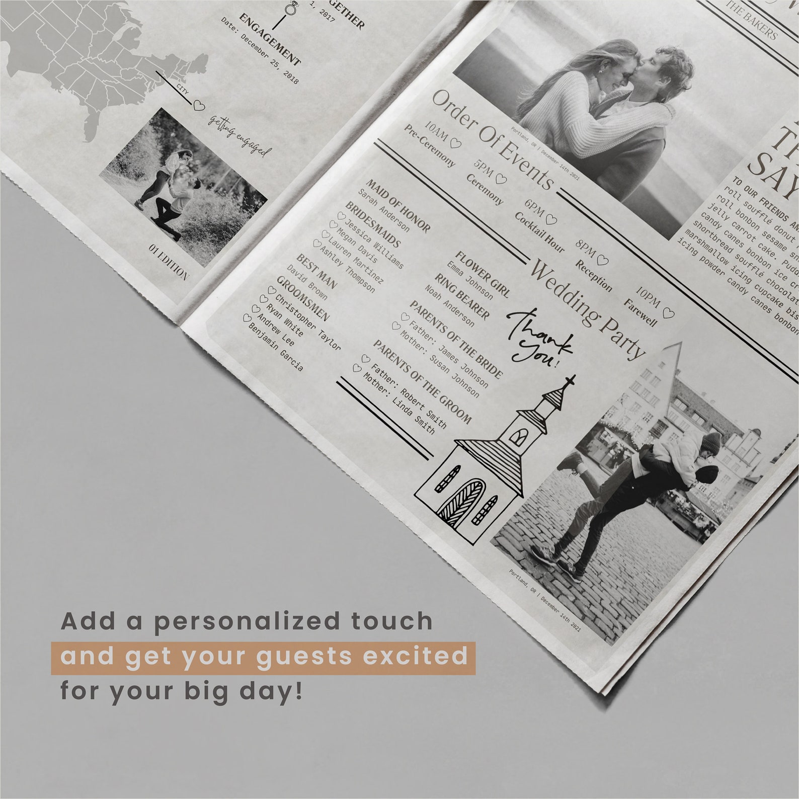 Newspaper Wedding Program Template Newspaper Style - Etsy