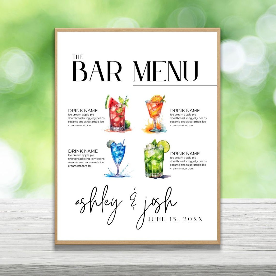 Signature Drink Sign Bar Menu Template Minimalist Printable - Etsy