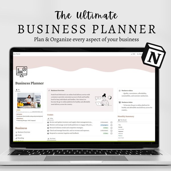 Notion Template Business Dashboard - Etsy