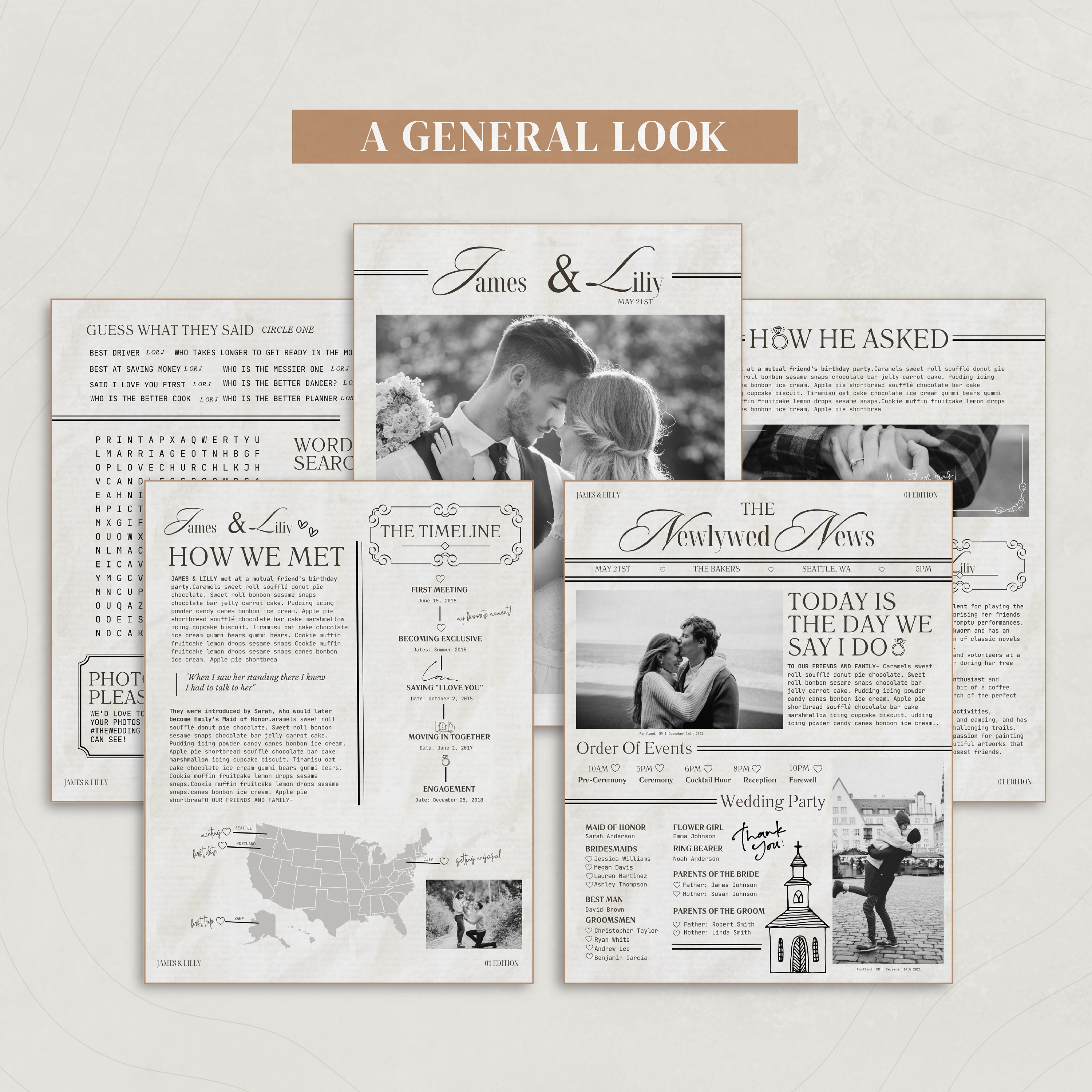 Newspaper Wedding Program Template Newspaper Style - Etsy
