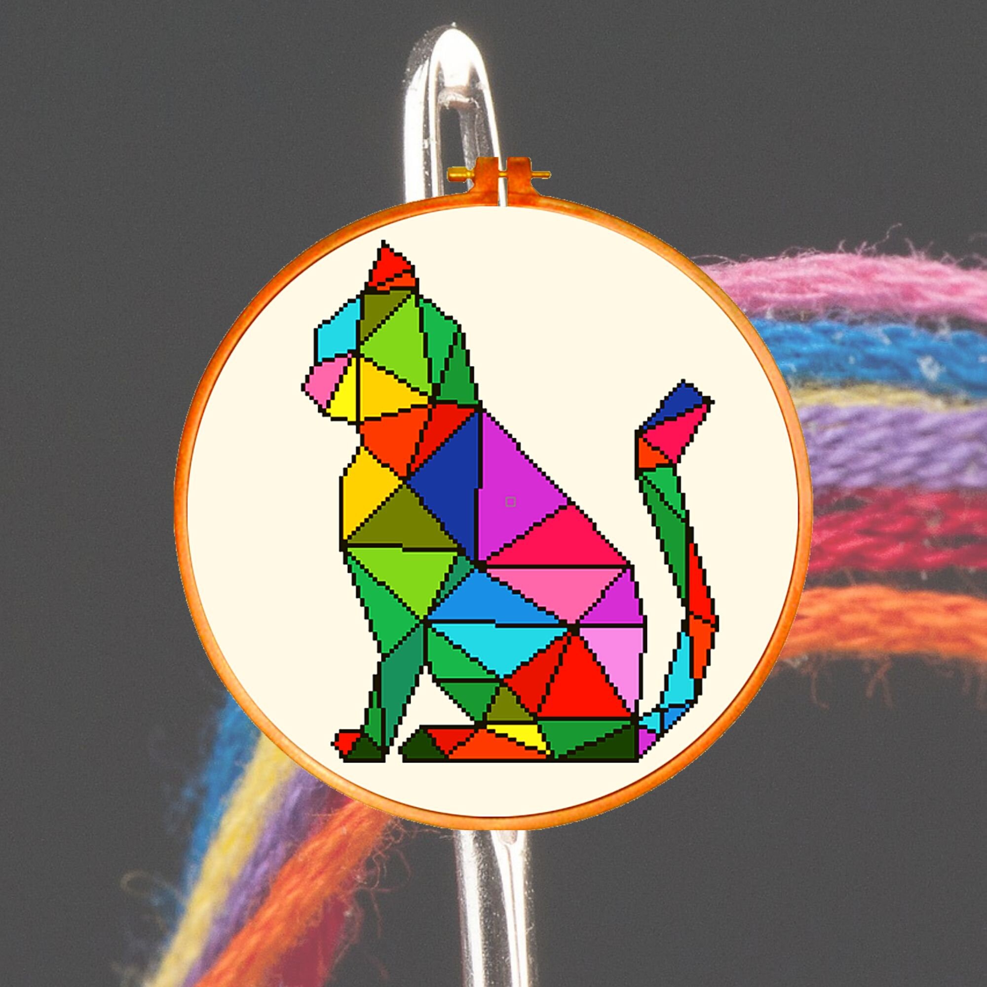 Geometric Cat Cross Stitch Pattern, Animal Cross Stitch Pattern, Animal ...