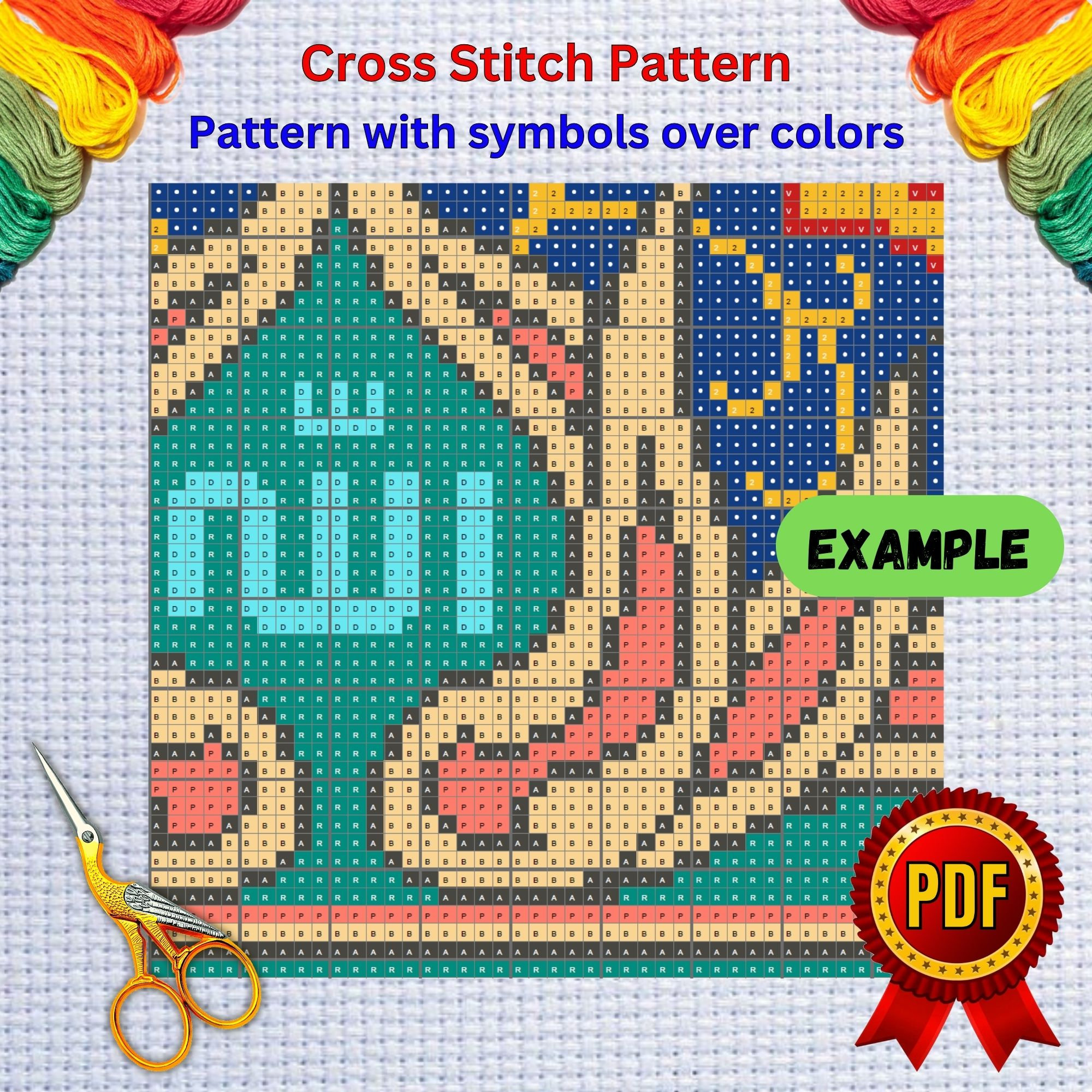 Geometric Cat Cross Stitch Pattern, Animal Cross Stitch Pattern, Animal ...
