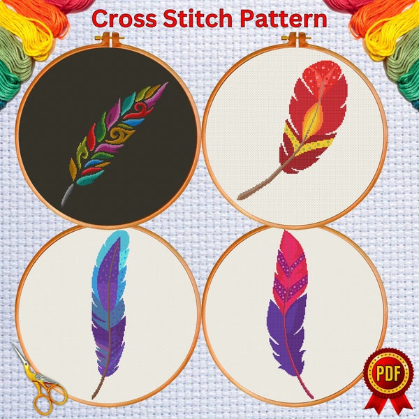 Feather Cross Stitch Pattern - Etsy UK