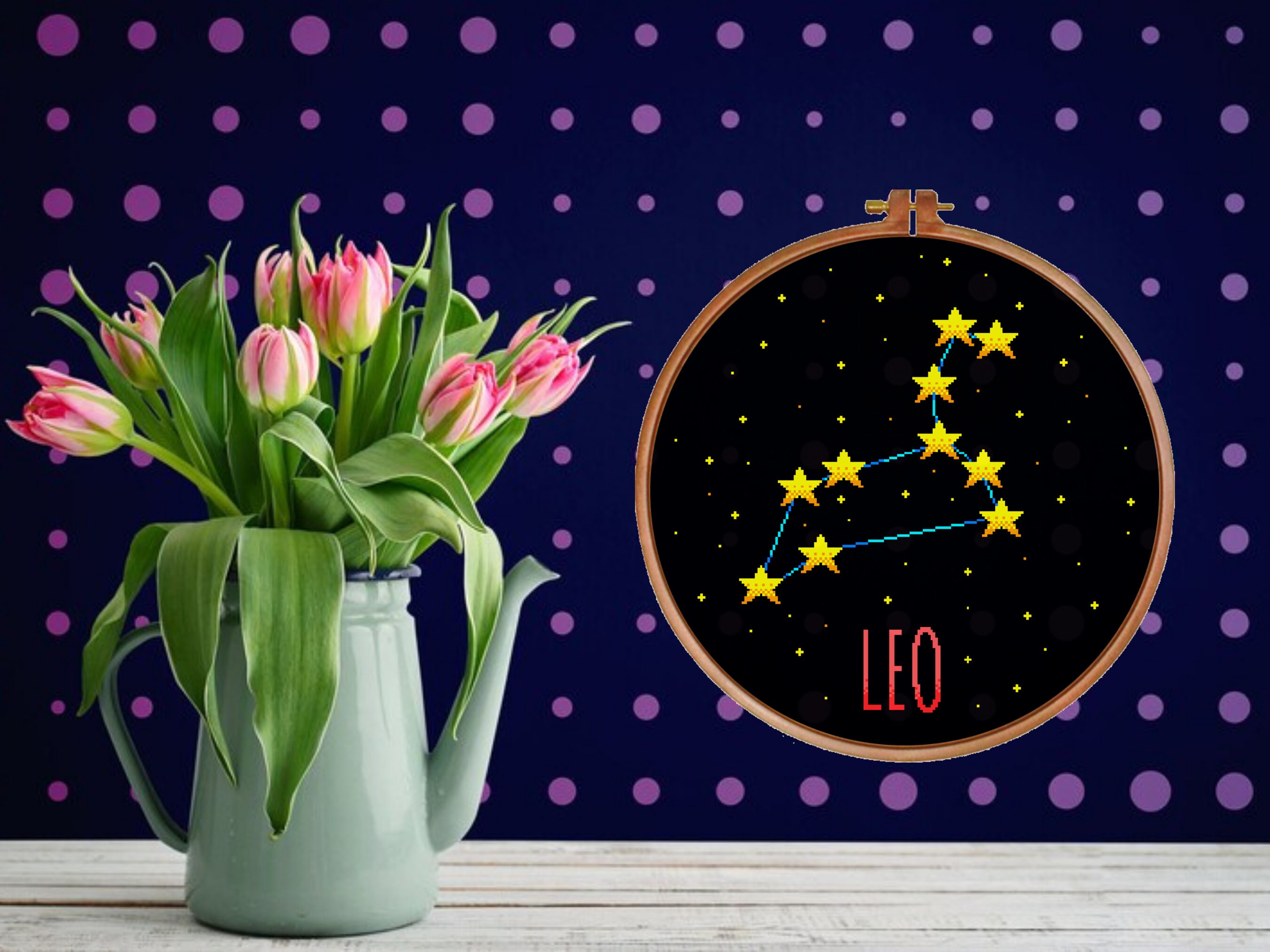 Leo Constellation Cross Stitch Pattern Astrology Star Sign Instant PDF ...