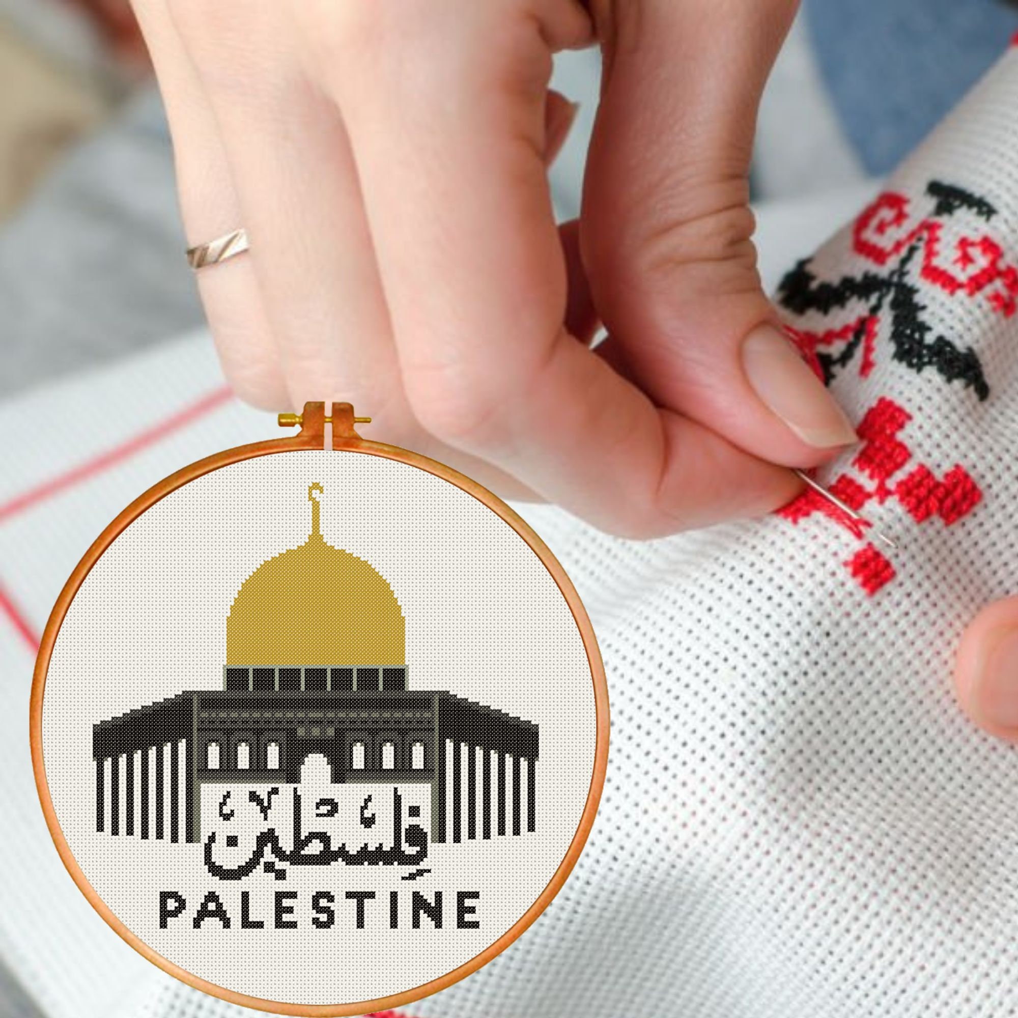 Set of 12 Free Palestine Cross Stitch Patterns, Islamic Cross Stitch ...