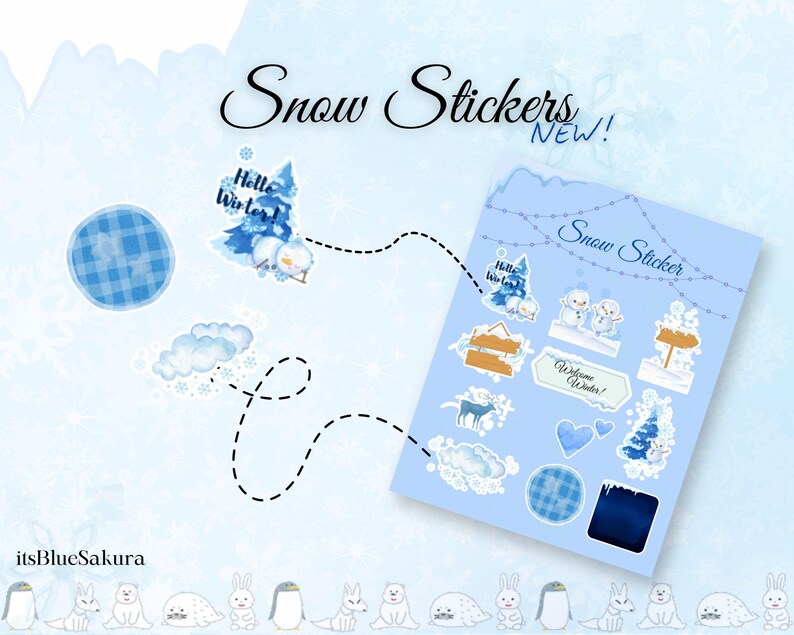 Winter Sticker | Printable Sticker | New Year | Interval | Digital ...