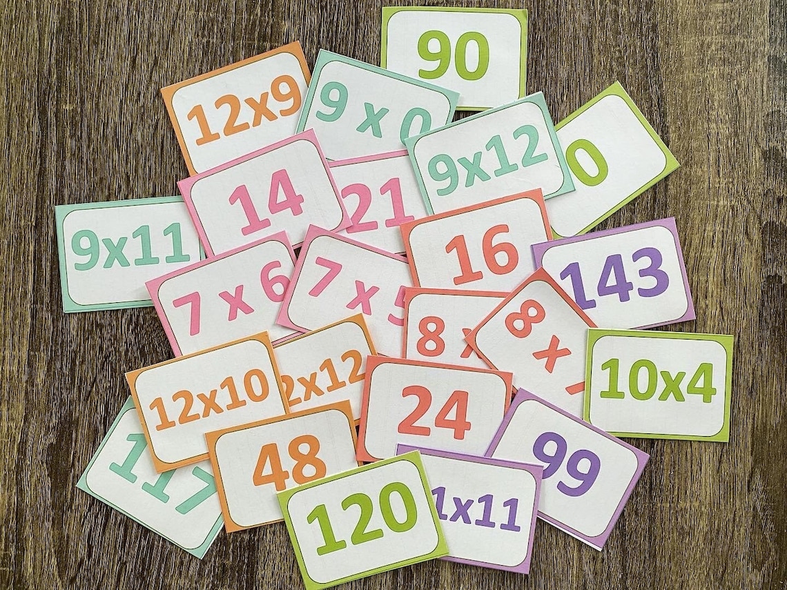 Colourful Multiplication Flash Cards - Etsy