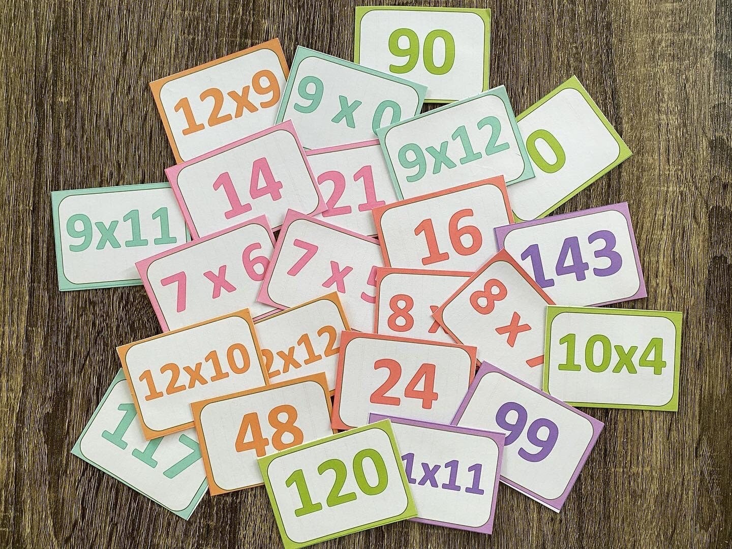 Colourful Multiplication Flash Cards - Etsy