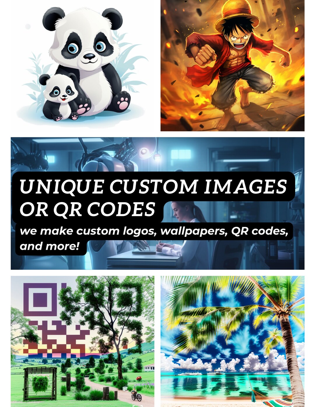 CUSTOM IMAGES, Logos, Wallpapers, QR Codes, and More - Etsy