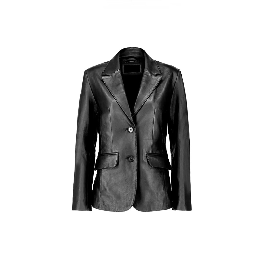 Women's Casual Lambskin Genuine Leather Blazer Black Coat - Etsy Women's Casual Lambskin Genuine Leather Blazer Black Coat - Etsy