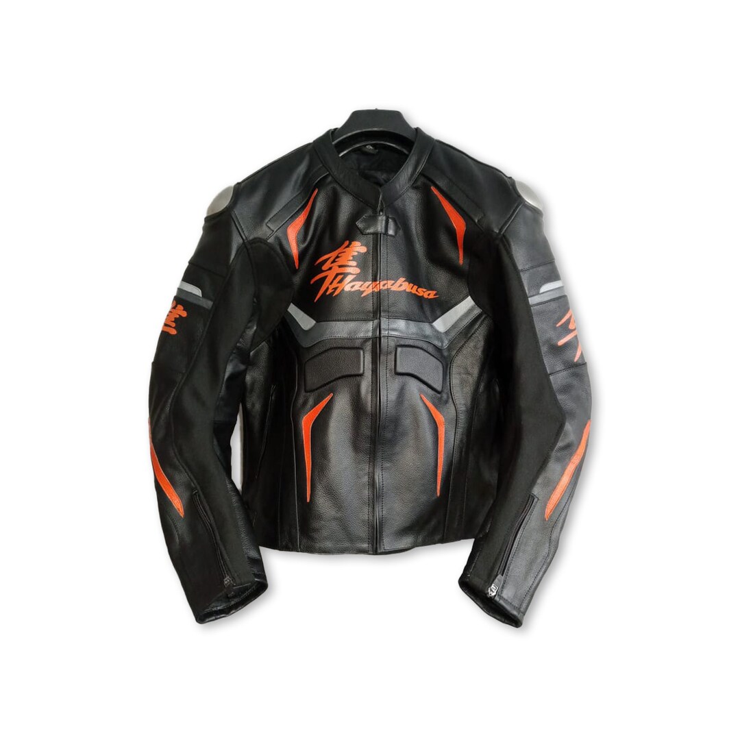 Men's Black Hayabusa Leather Jacket Motorcycle Leather - Etsy