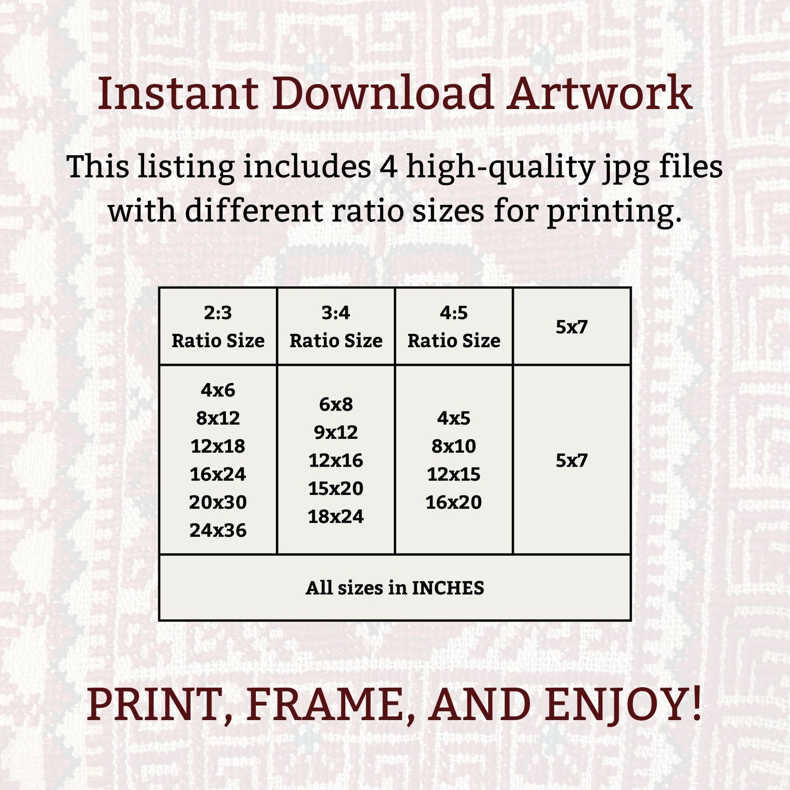 Traditional Jordanian Pattern With Quote Digital Wall Art Printable ...