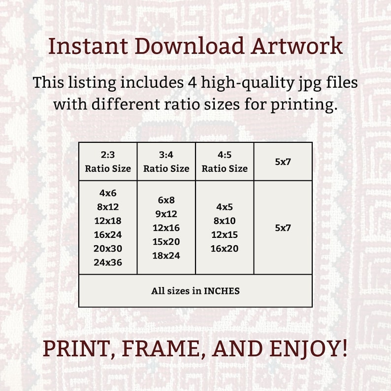 Traditional Jordanian Pattern With Quote Digital Wall Art Printable ...