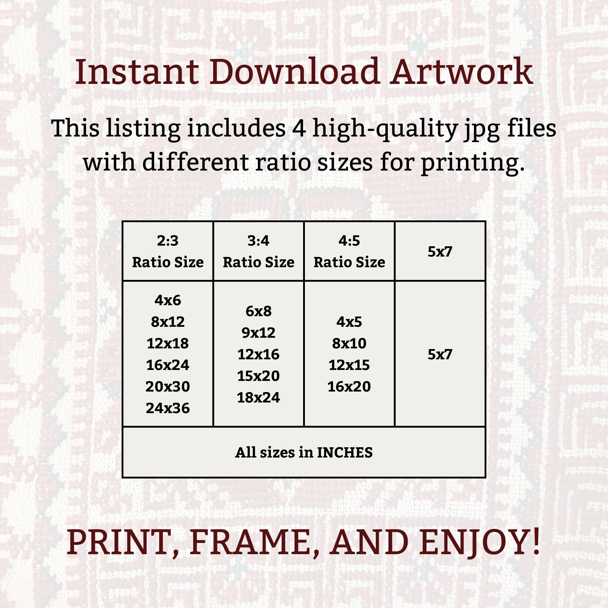 Traditional Jordanian Pattern With Quote Digital Wall Art Printable ...