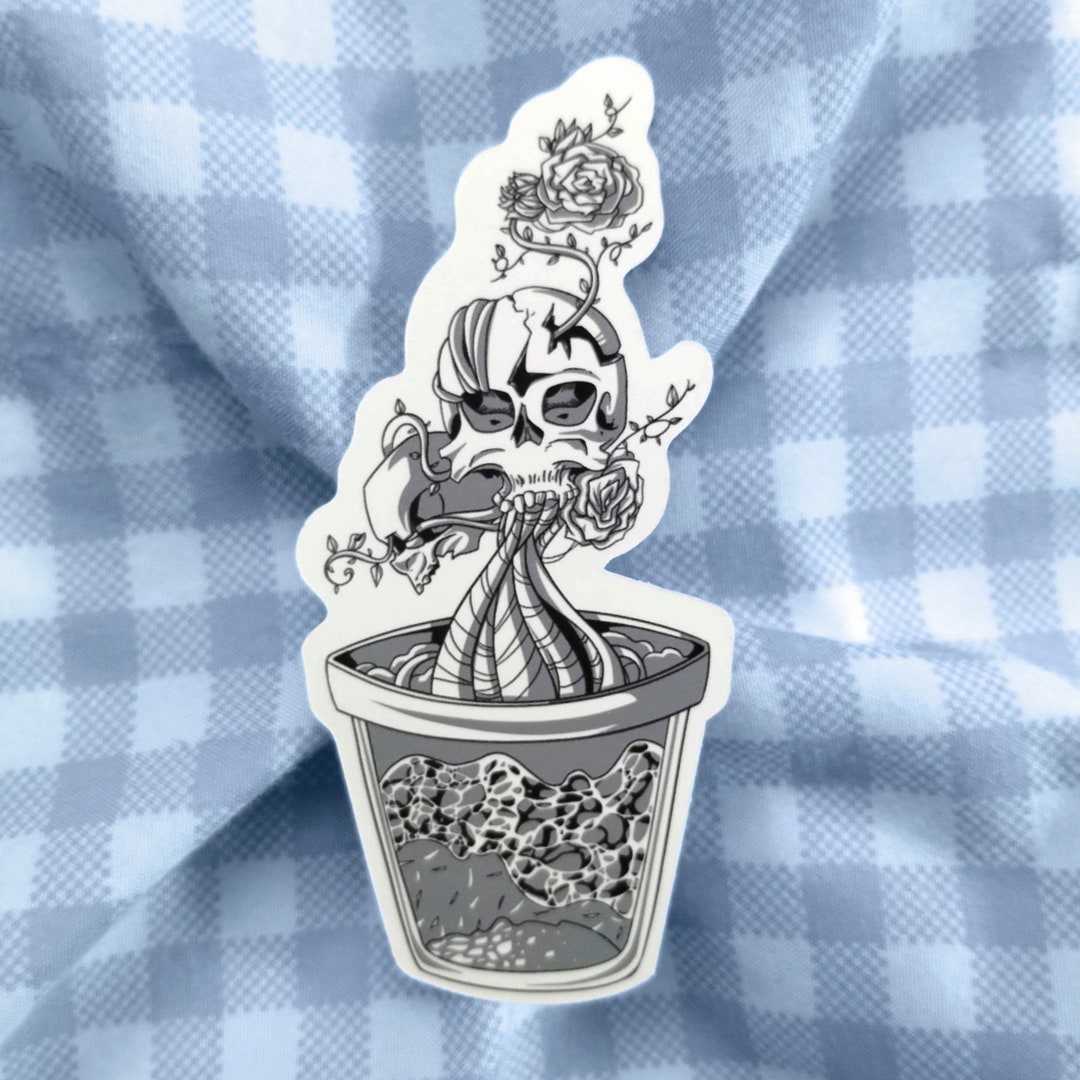 Skull Plant Sticker Human Skull Sticker Matte Vinyl - Etsy