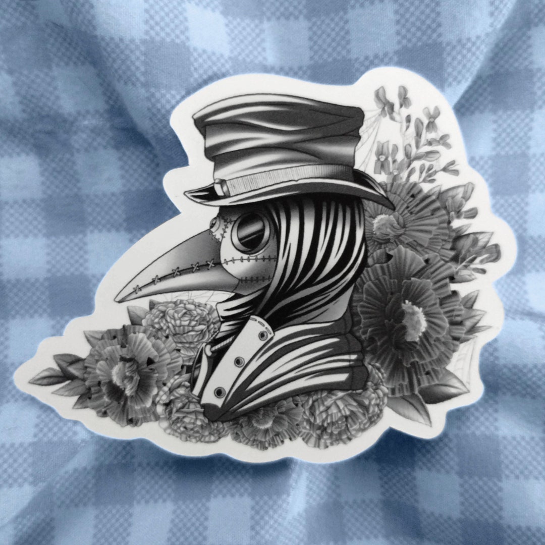 Plague Doctor Sticker - Black and White Sticker - Vinyl Sticker - Etsy