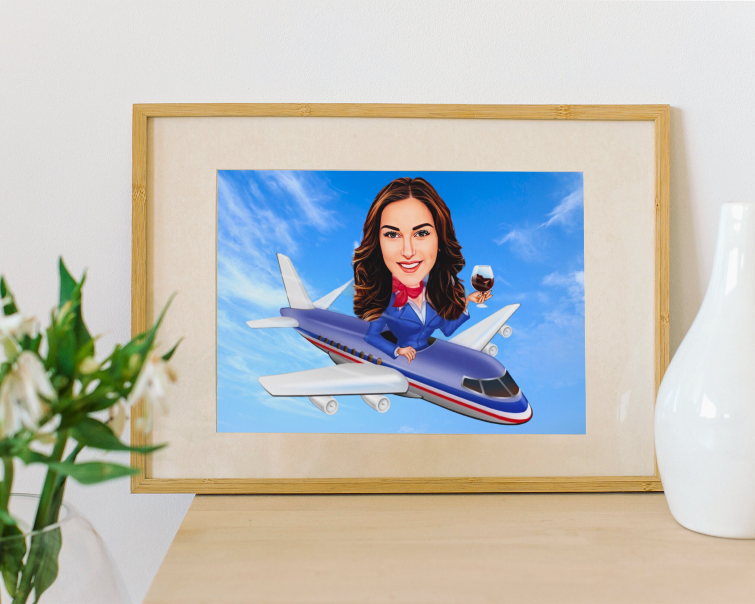 Hostess Caricature Drawing From Photo, Personalized Hostess Caricature ...