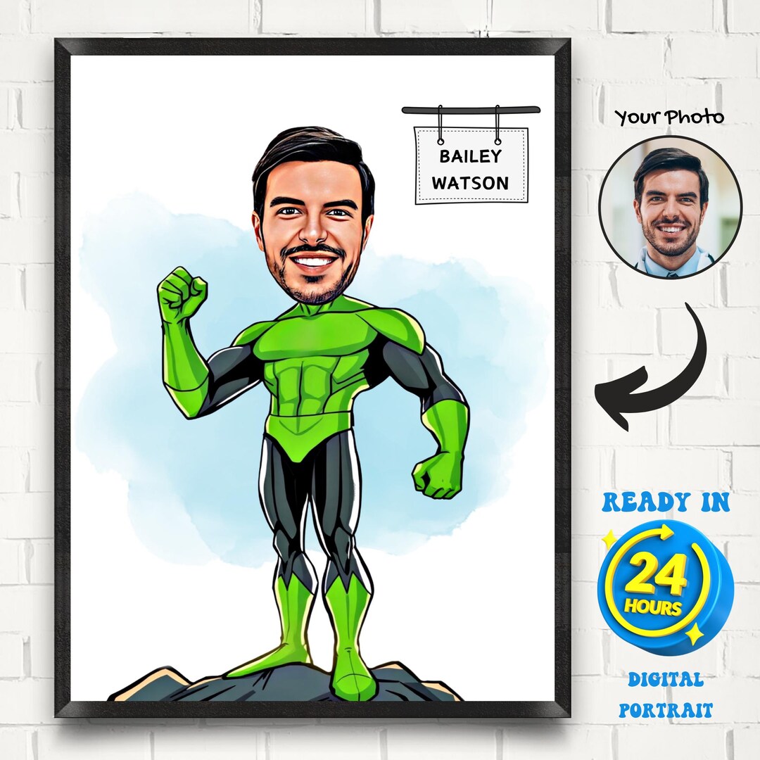Personalized Superhero Cartoon, Superheroes Birthday Gift, Get Your Own ...