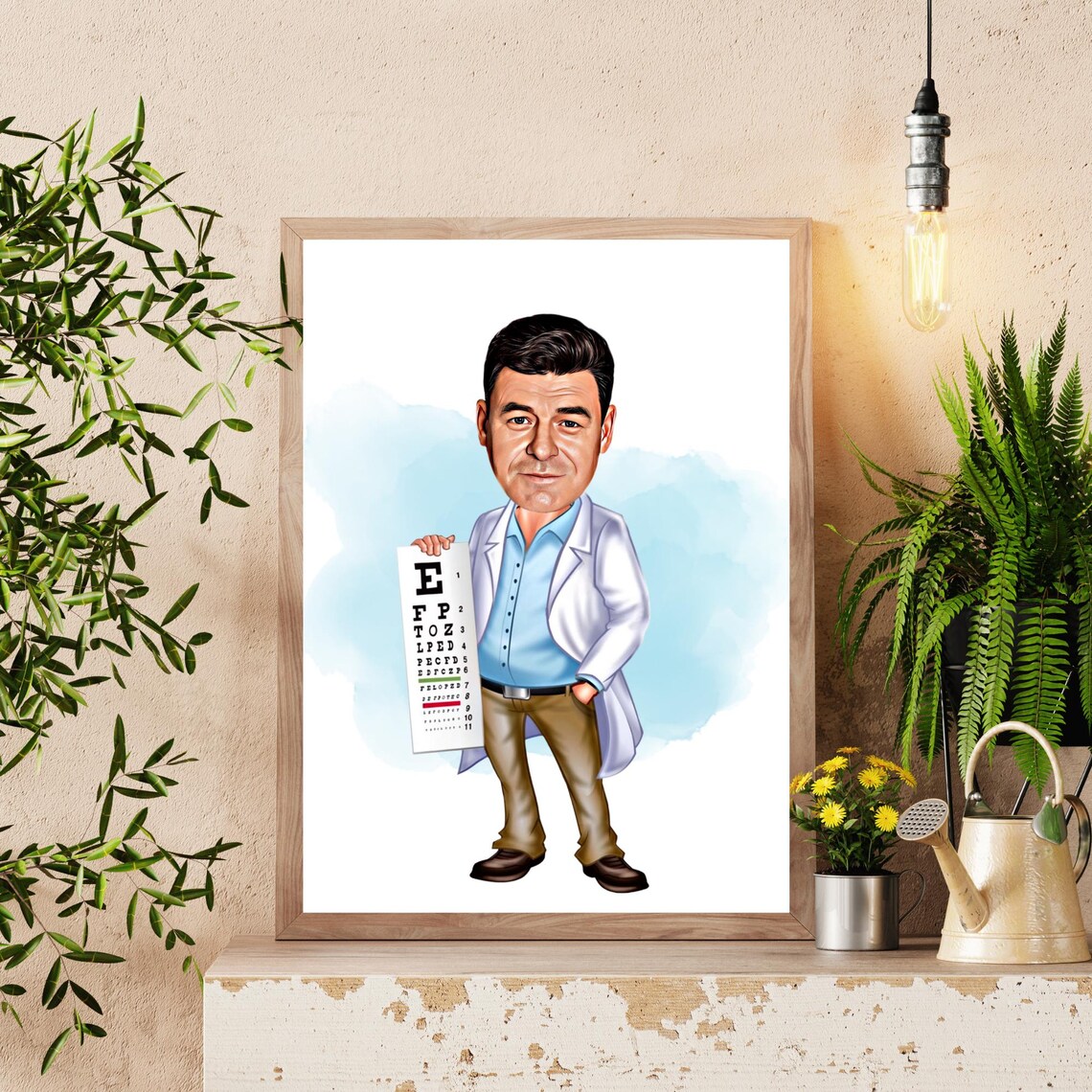 Male Optometrist Cartoon Drawing From Photo, Funny Optometrist Gift for ...