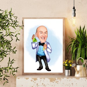 Custom Lab Tech Caricature Drawing From Photo, Funny Laboratory ...