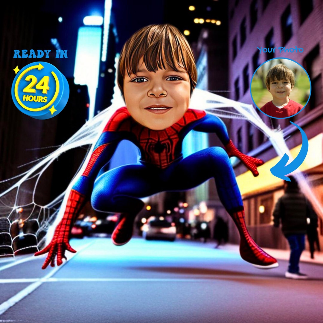 Superhero Kids Custom Portrait, Superhero Caricature, Personalized ...