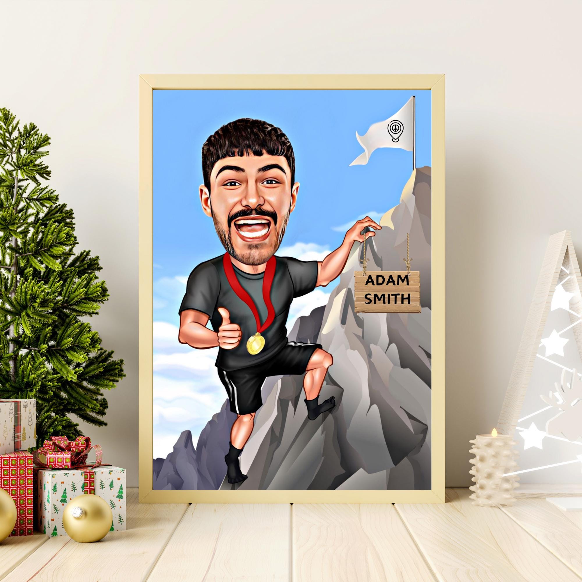 Custom Male Climber Cartoon Portrait, Climber Gift for Men, Climber ...