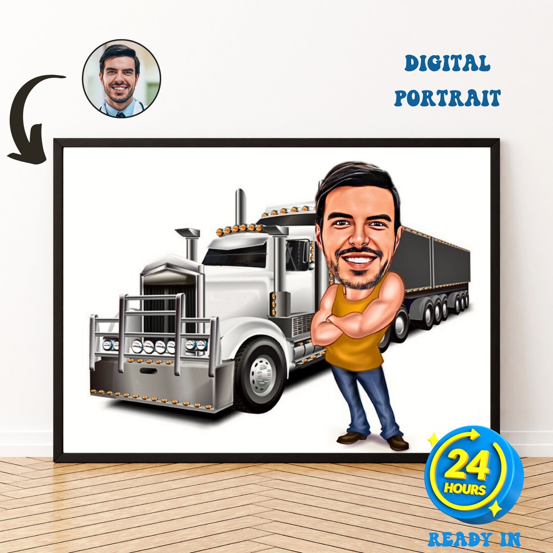 Truck Driver Gift, Personalized Truck Driver Caricature, Custom ...