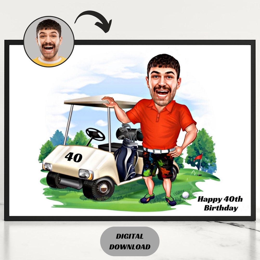 Custom Golfer Cartoon Portrait, Male Golf Player Gifts, Golfer ...