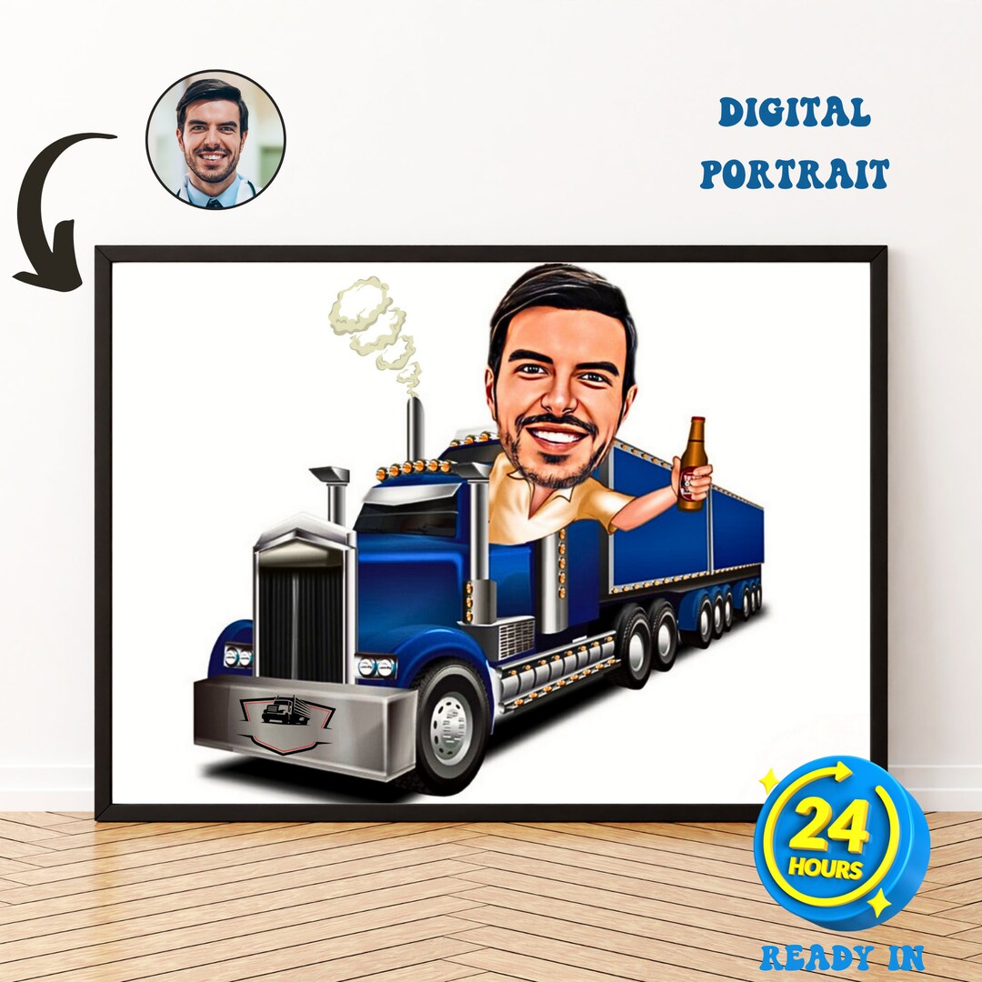 Truck Driver Gift, Personalized Truck Driver Caricature, Custom ...