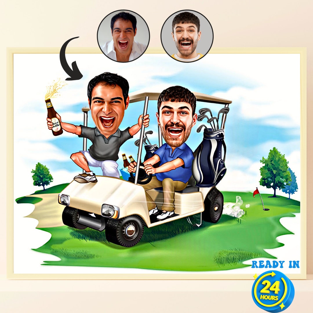 Personalized Golfer Cartoon Best Friend Gifts Caricature From Photo ...